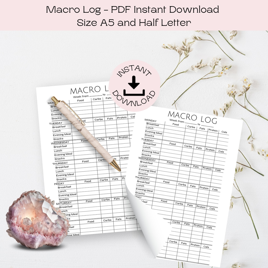 Macro Tracker Sheet Food Log, Printable Daily Macro Tracking, Food ...