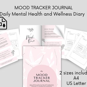 Mood Tracker Journal Printable, Self-care Diary, Mental Health Workbook ...