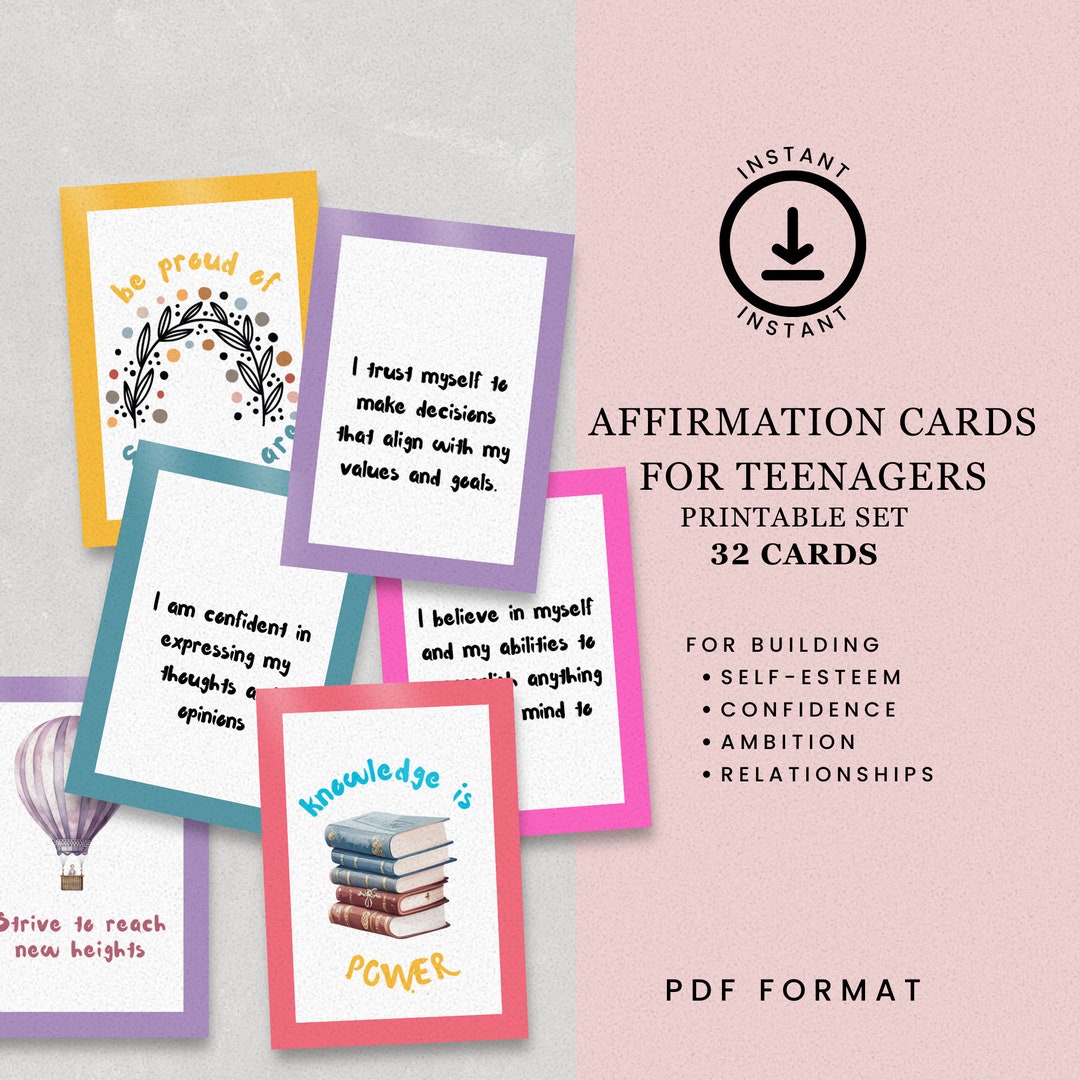 Printable Positive Affirmation Cards for Teens, Teenage Kindness Cards ...
