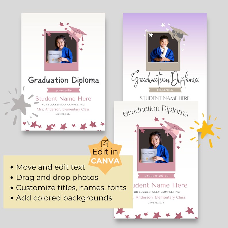 Editable Preschool Graduation Diploma, Elementary Graduation ...
