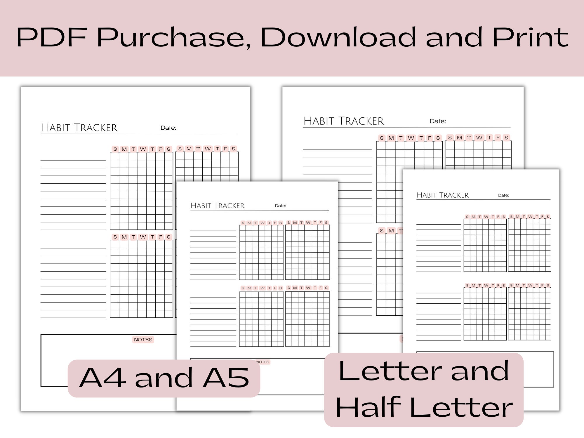 Weekly Habit Tracker Printable Template, Motivational Tracking Tool ...