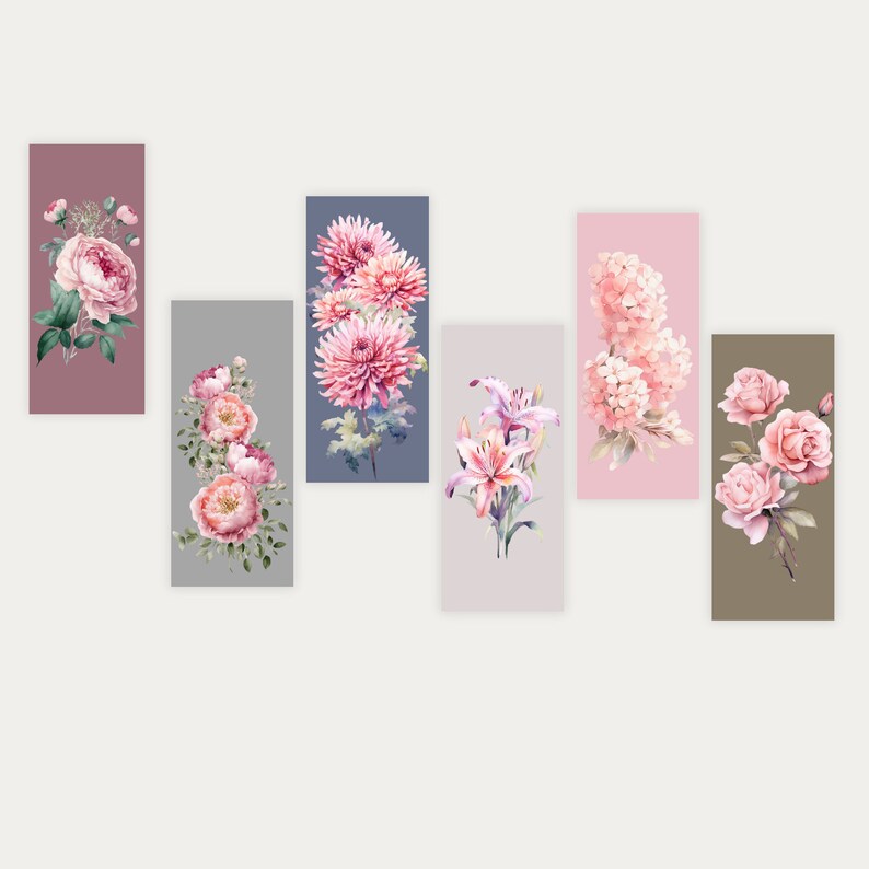 Printable Pink Florals Bookmarks, Mothers Day Gift, Flowers Page ...