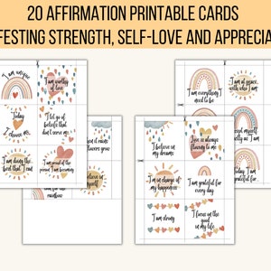 Affirmation Cards Rainbow Neutral Tone Printable PDF Digital - Etsy