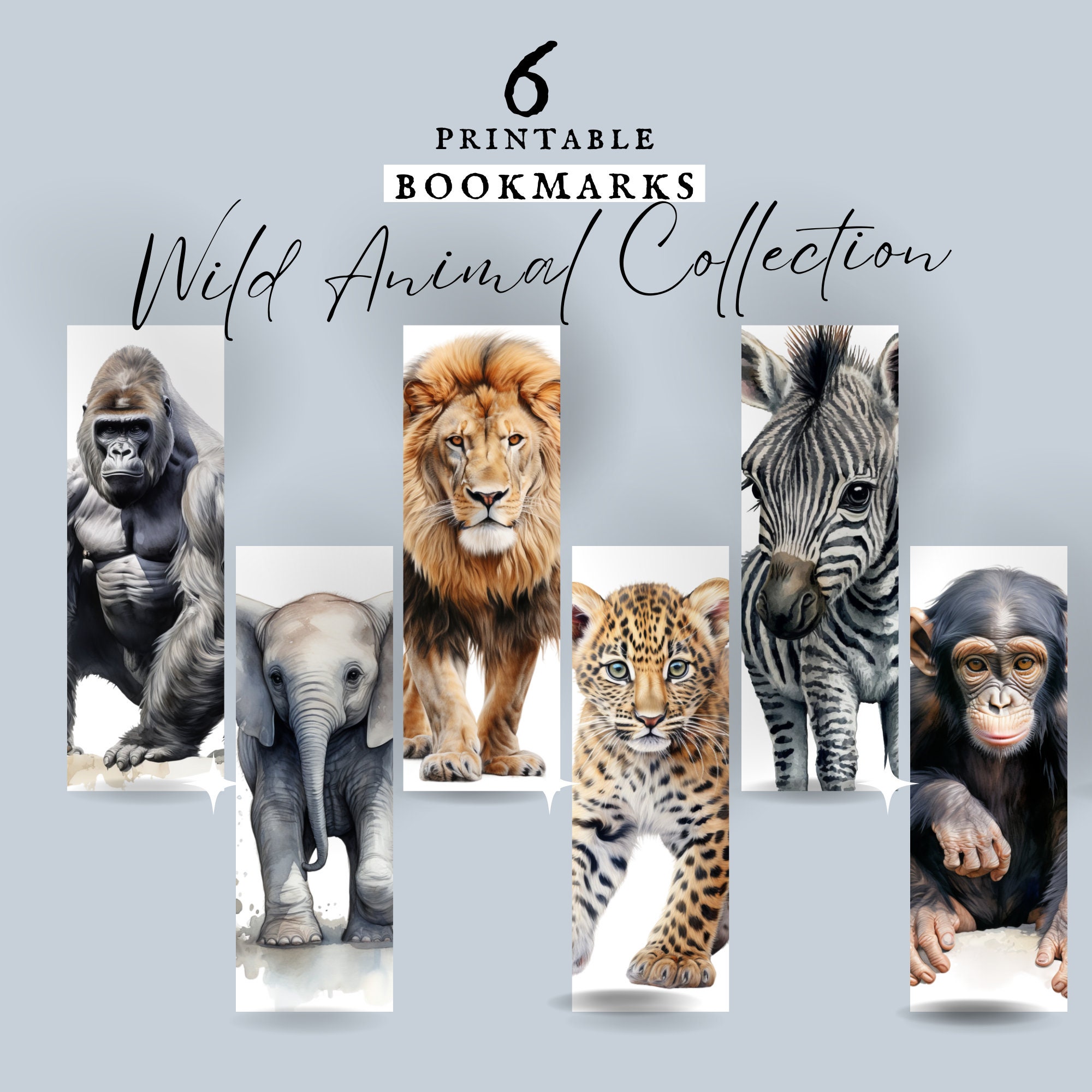 Printable Wild Animal Bookmarks Bundle, Jungle Book Page Tracker ...