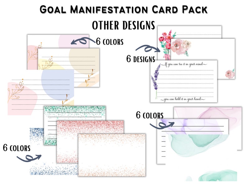 Manifestation Printable Cards, Personal Goal Cards, Printable Instant ...