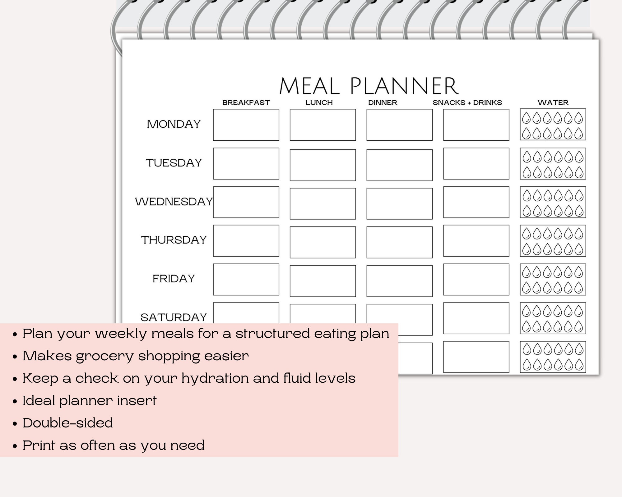 Weekly Meal Planner, Printable Personal Meal Planning Sheet, Double ...