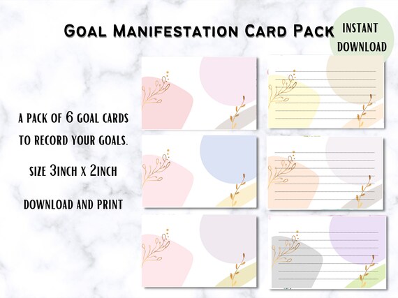 Manifestation Printable Cards Personal Goal Cards Printable - Etsy