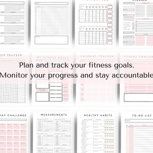 Fitness Planner Printable Sheets, Bundle of Workout Planner Print Outs ...