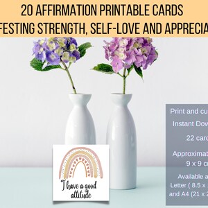 Affirmation Cards, Rainbow Neutral Tone Printable PDF Digital Download ...