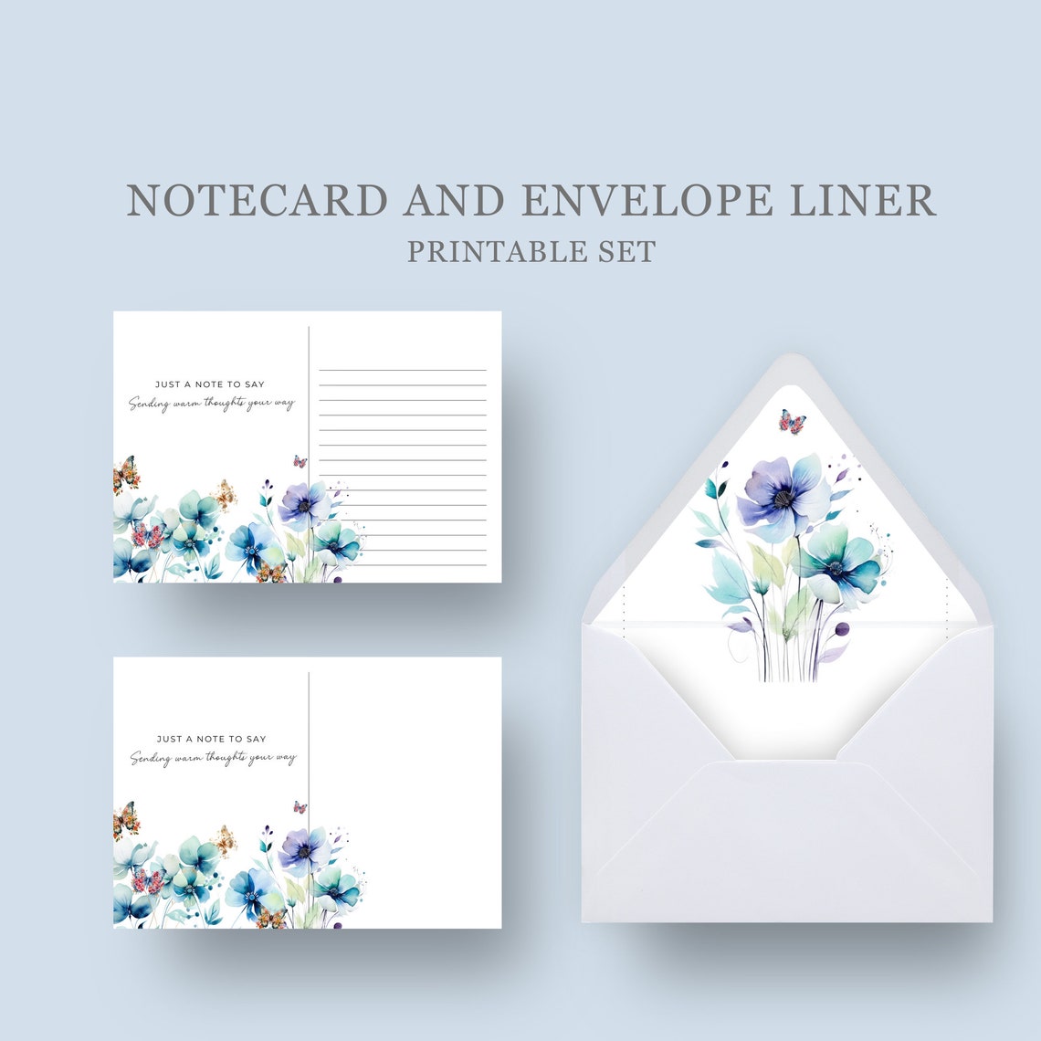 Printable Notecard and 5 X 7 Inch Envelope Liner, Writing Set ...
