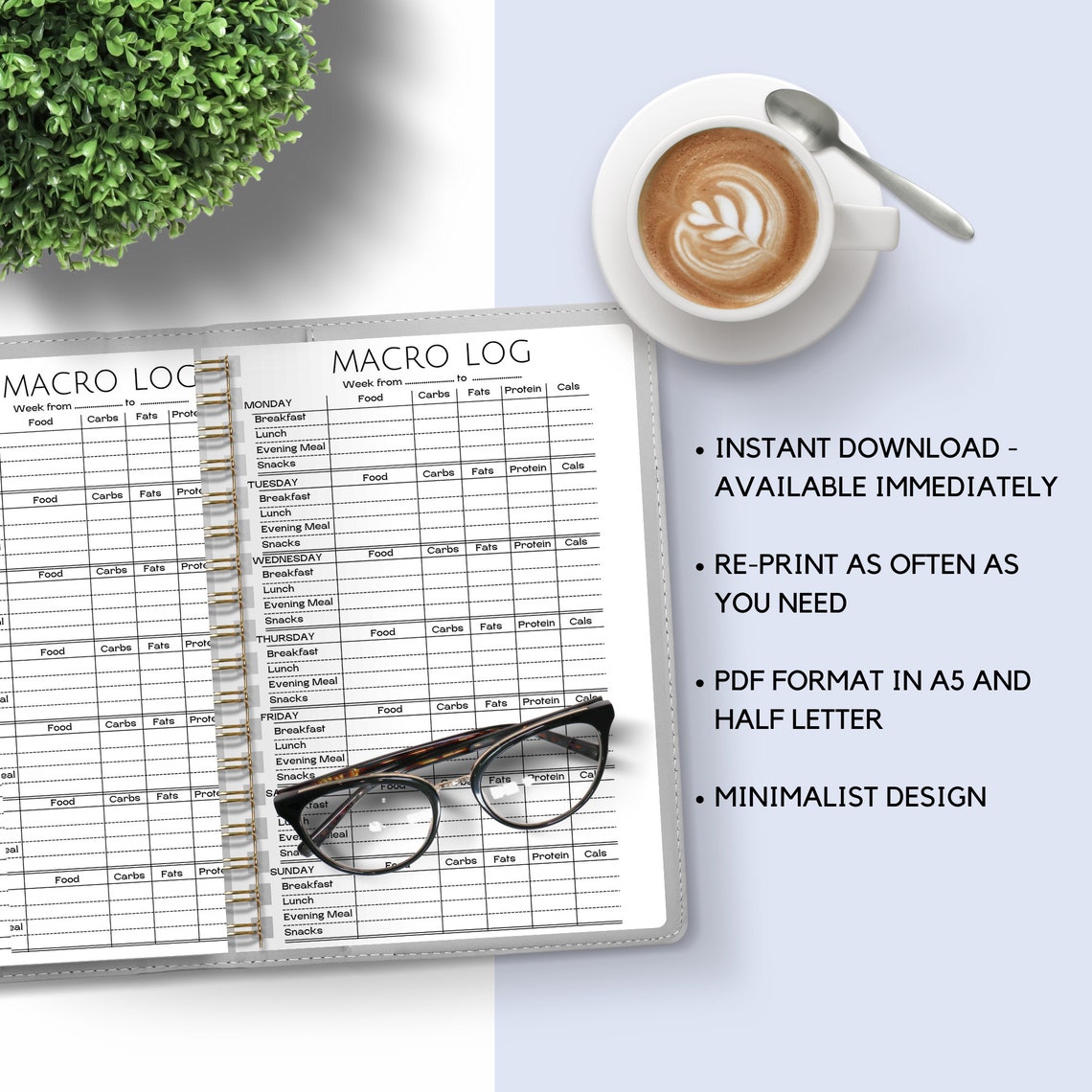 Macro Tracker Sheet Food Log, Printable Daily Macro Tracking, Food ...