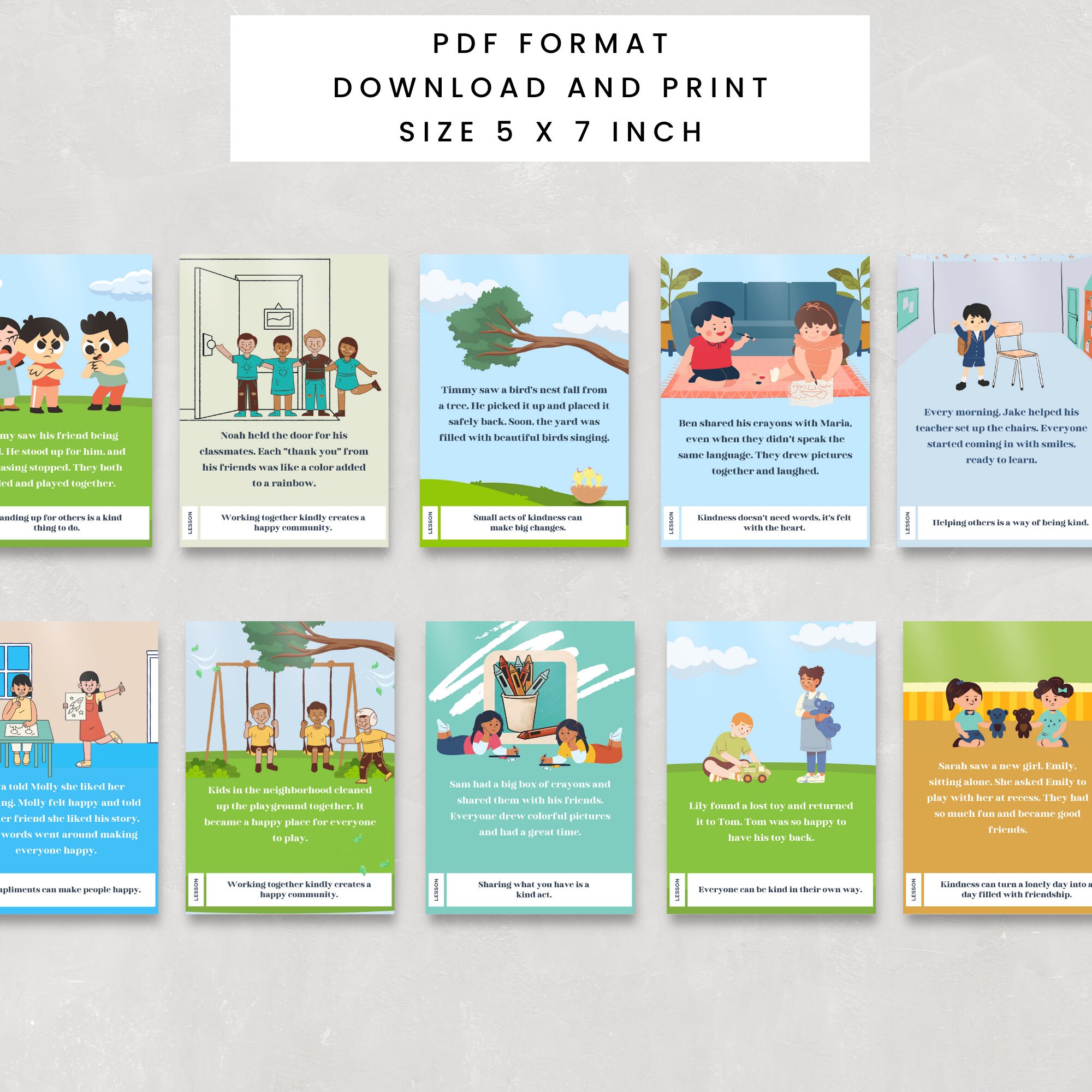 Printable Kids Kindness Skills Cards, Social and Emotional Learning ...