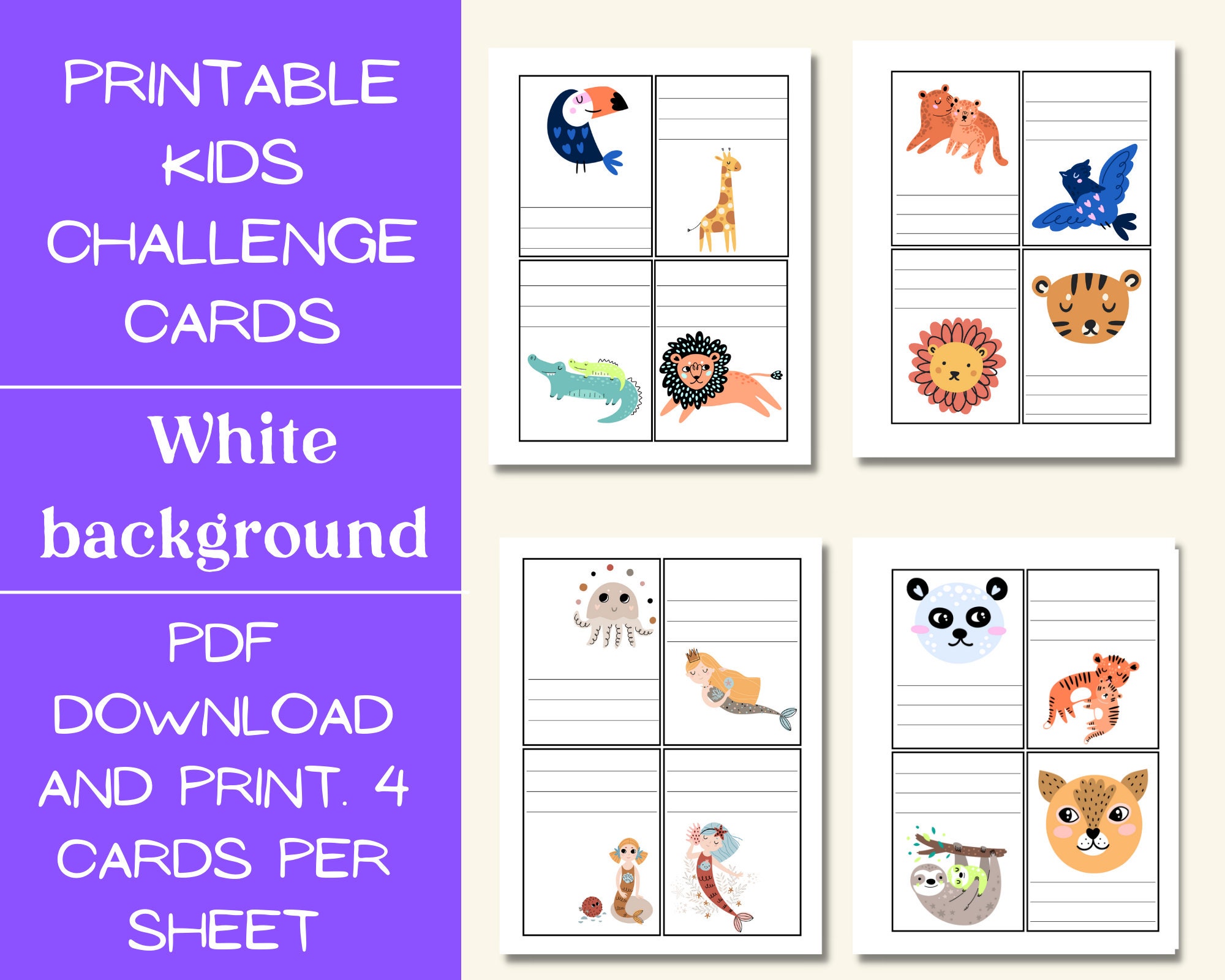 Printable Affirmation Cards for Kids, Daily Animal Affirmation Card ...