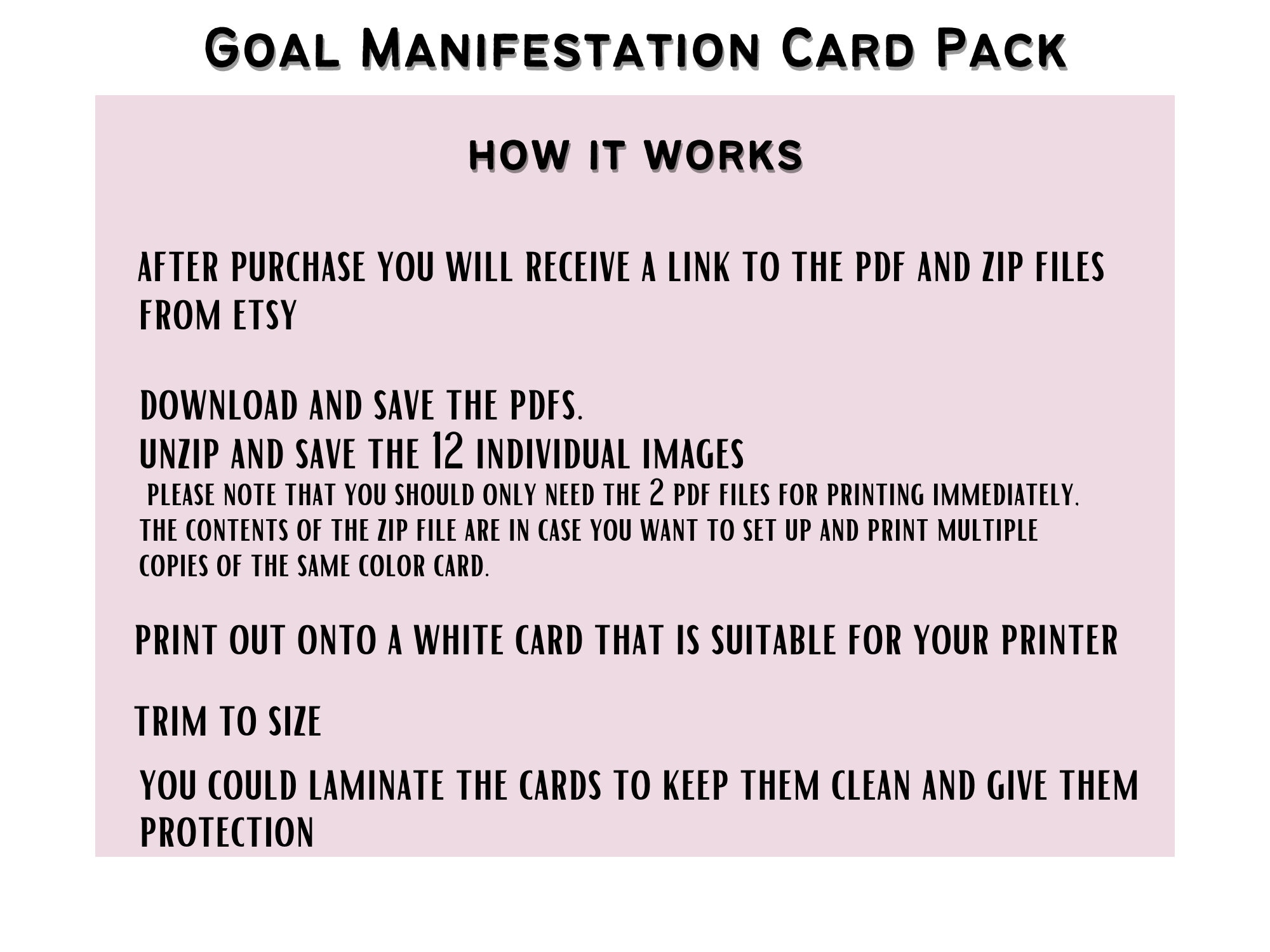 Manifestation Printable Cards, Personal Goal Cards, Printable Instant ...