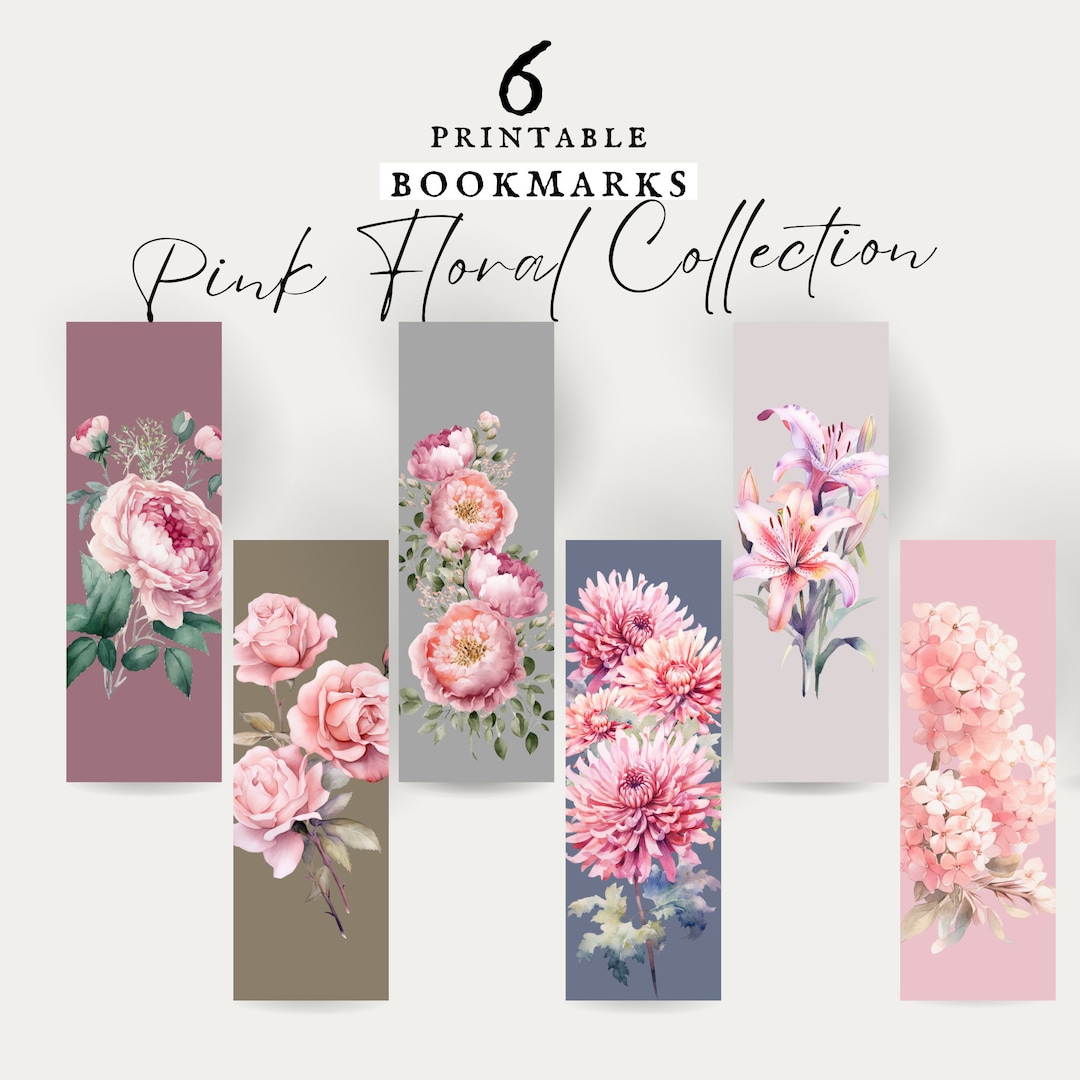 Printable Pink Florals Bookmarks, Mothers Day Gift, Flowers Page ...