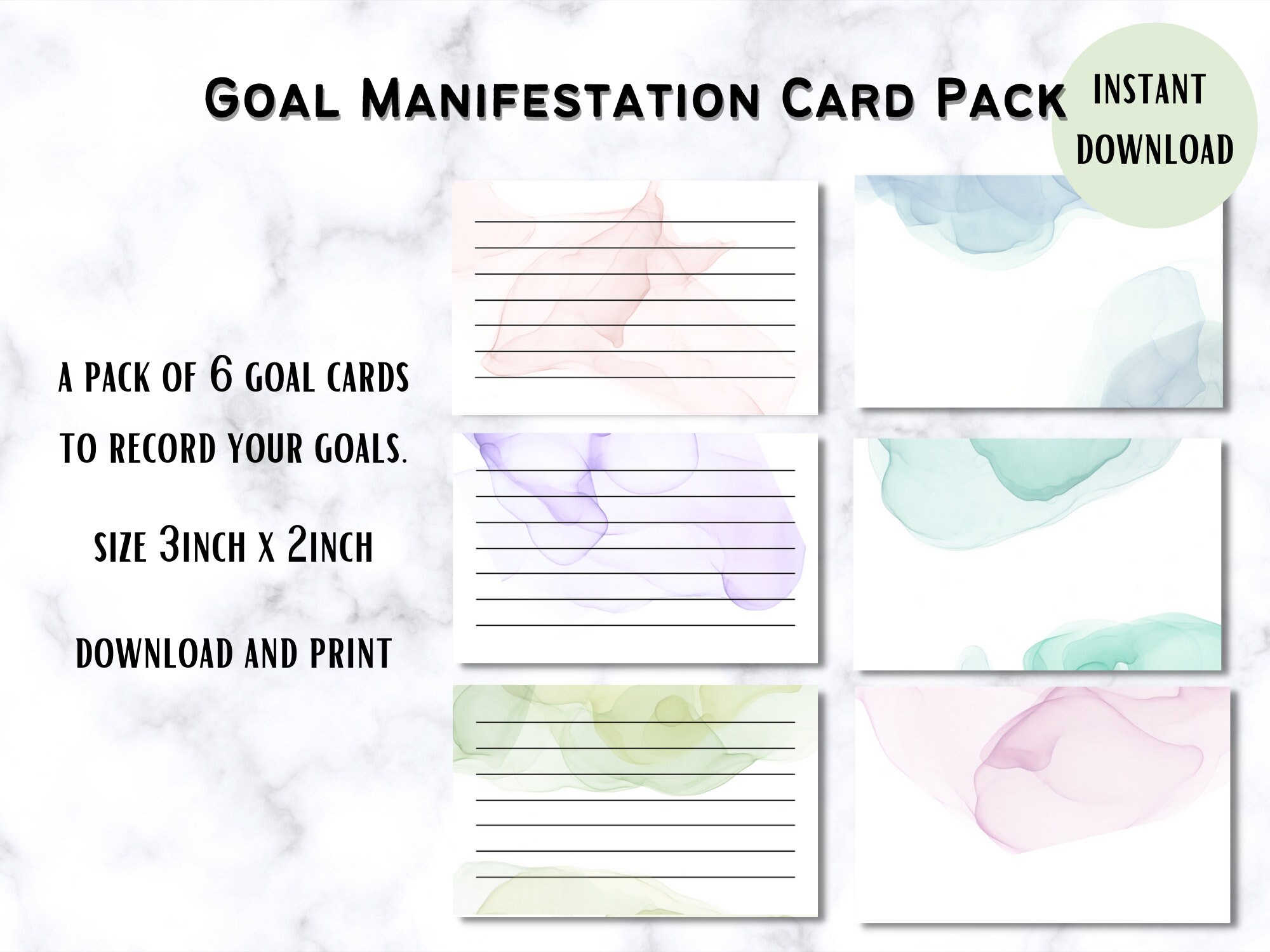 Manifestation Printable Cards, Personal Goal Cards, Printable Instant ...