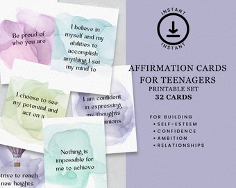 Printable Positive Affirmation Cards for Teens, Teenage Kindness Cards, Daily Affirmation Card ...
