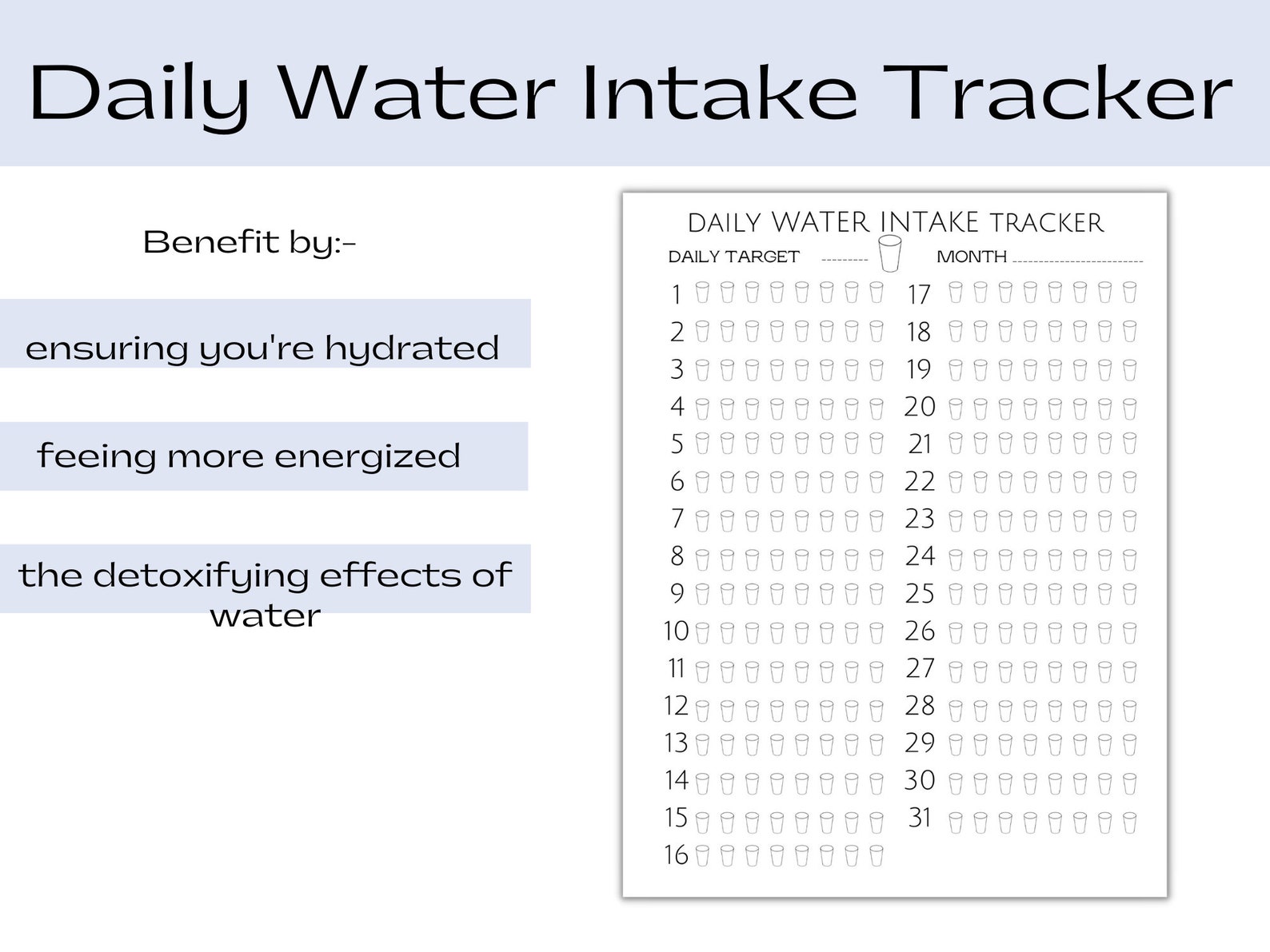 Water Intake Log, Fluid Intake Tracker - Etsy