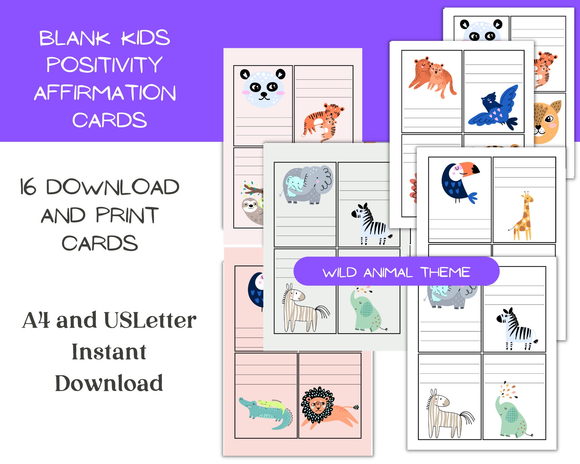 Printable Affirmation Cards for Kids Daily Animal Affirmation - Etsy Canada