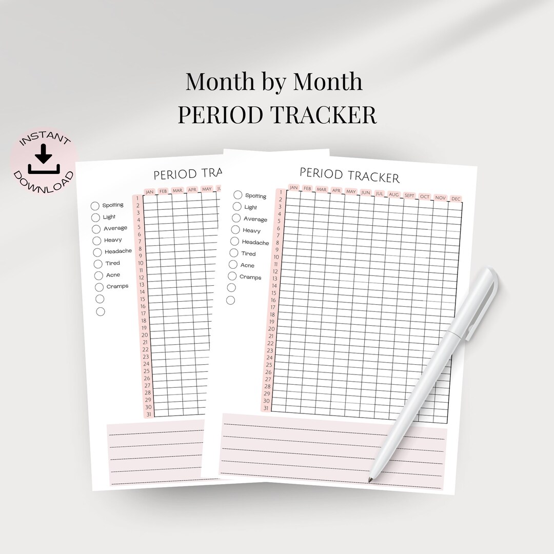 Period Tracker Printable PDF, Menstruation Cycle Record, Fertility ...