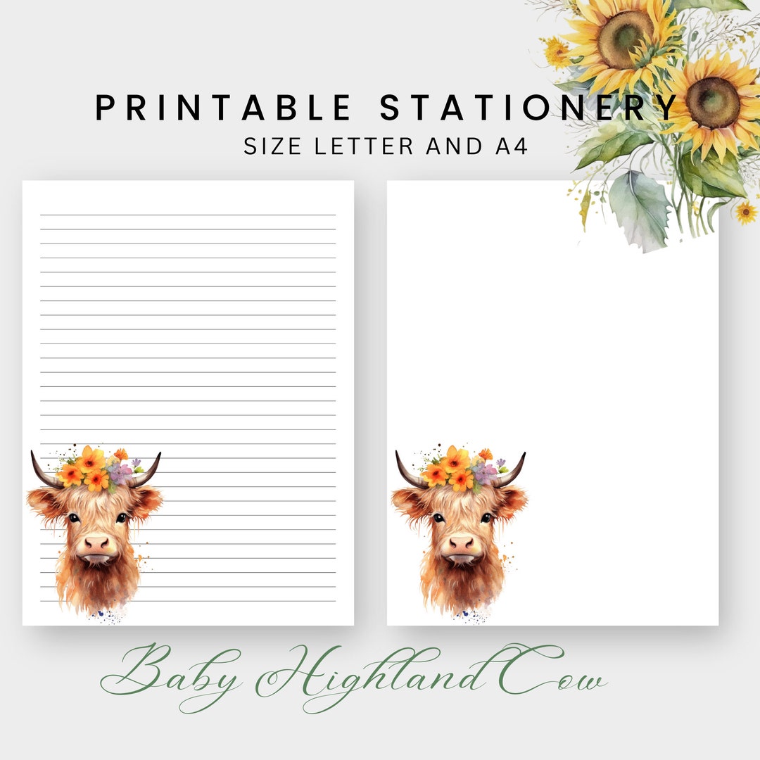 Printable Writing Paper Set, Stationery Printable, Paper Set, Baby ...