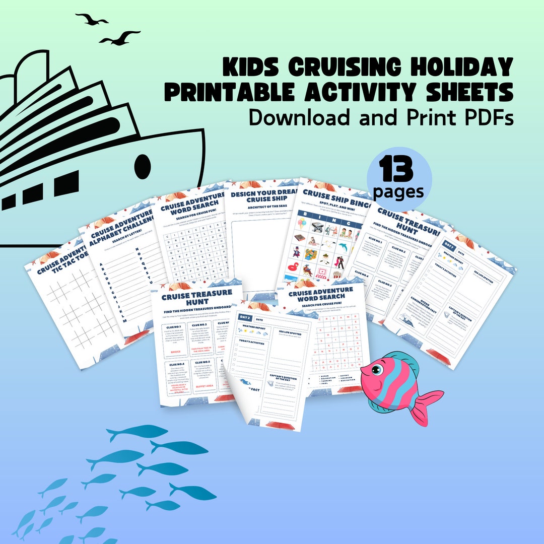 Kids Cruise Holiday Activity Sheet Printables, Instant Download, Kids ...