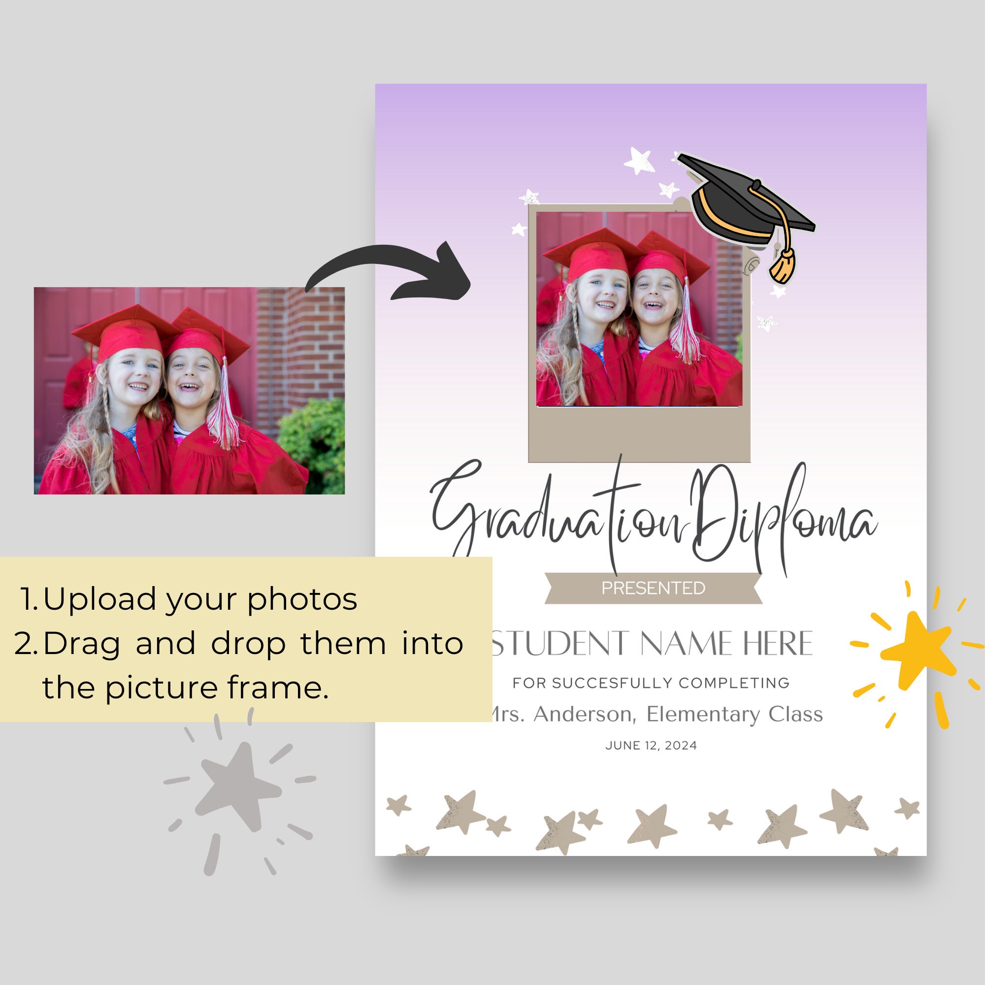Editable Preschool Graduation Diploma, Elementary Graduation ...