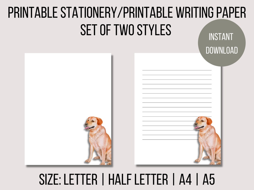 Labrador Printable Letter Writing Paper, Labrador Journal Paper ...