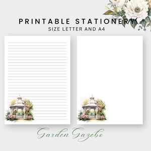 Printable Writing Paper Set, Stationery Printable, Paper Set, Garden ...