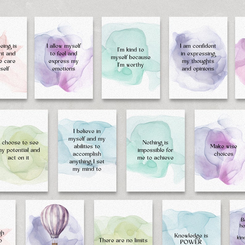Printable Positive Affirmation Cards for Teens, Teenage Kindness Cards ...