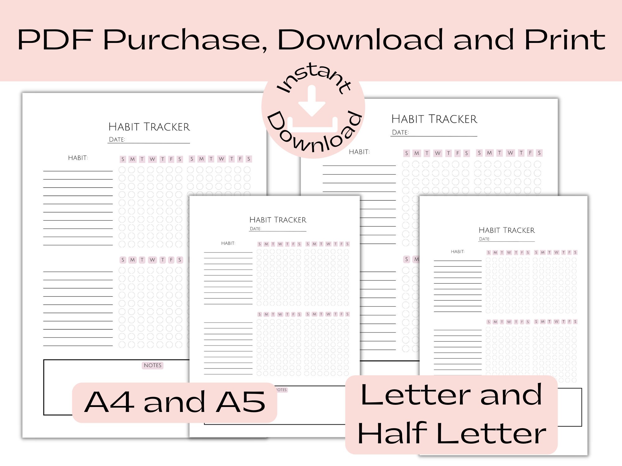 Weekly Habit Tracker Printable Template, Motivational Tracking Tool ...