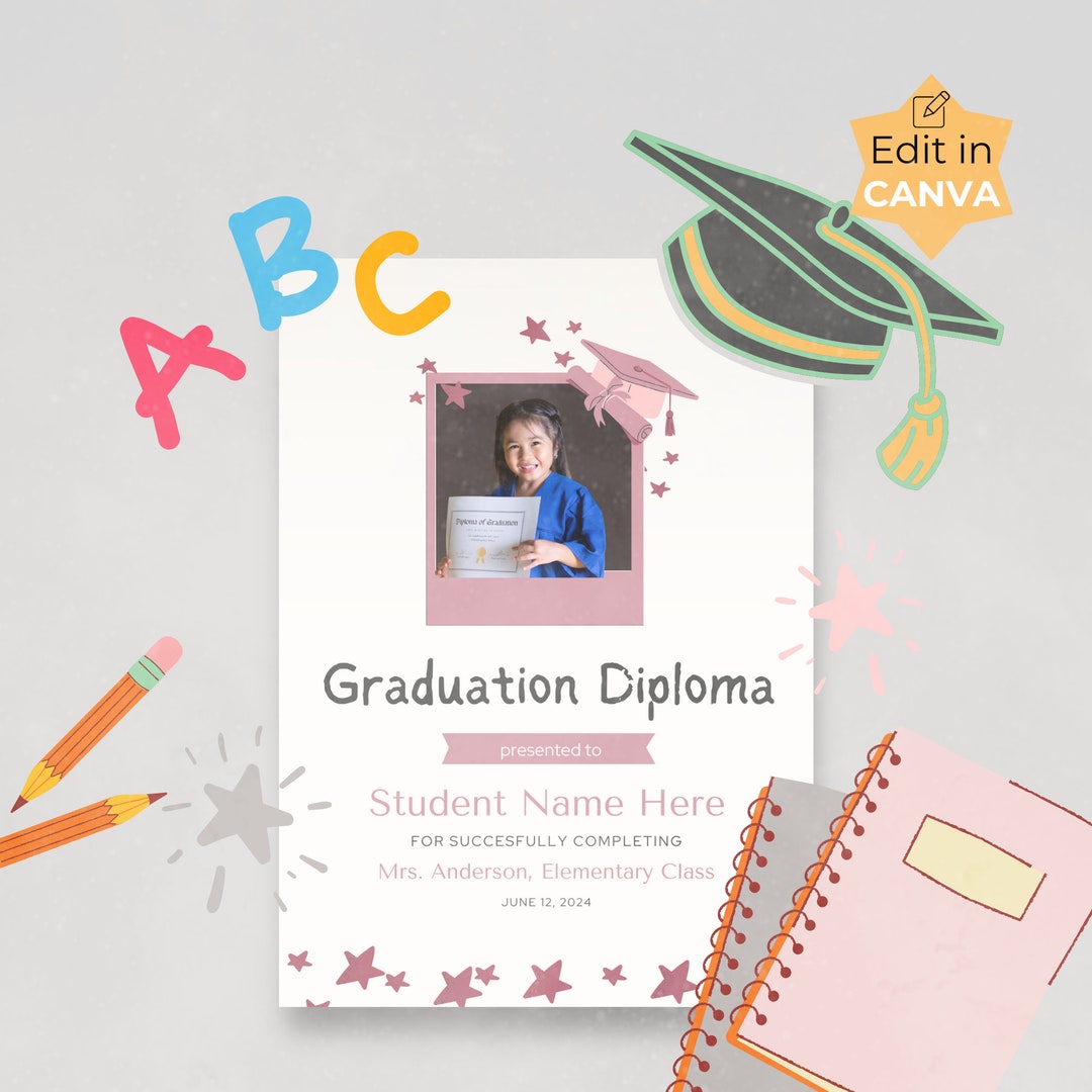 Editable Preschool Graduation Diploma, Elementary Graduation ...