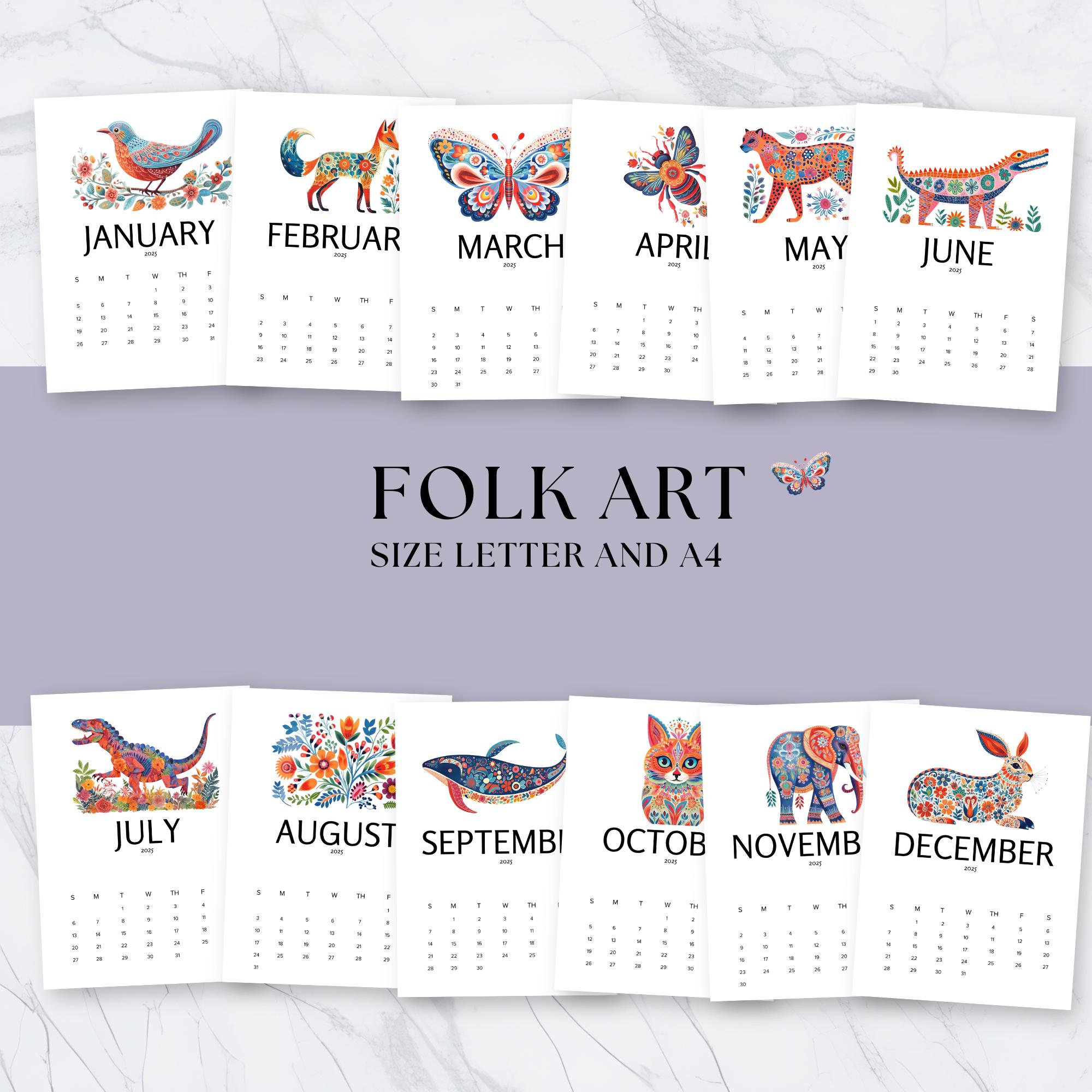 2025 Printable Calendar, Monthly Calendar Download and Print, Colourful ...