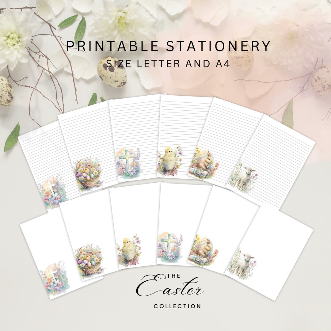 Printable Writing Paper Set, Easter Stationery Printable, Paper Set ...