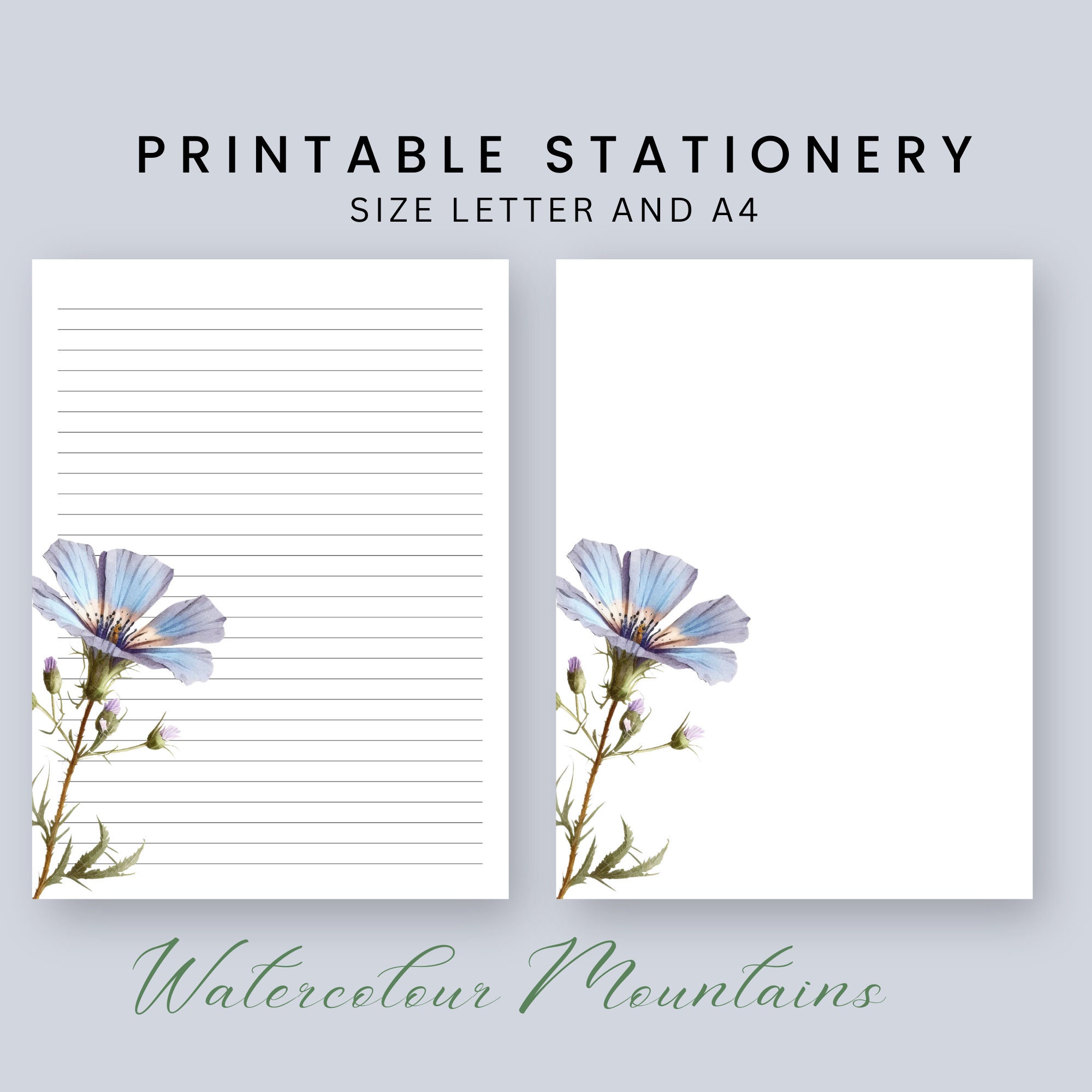 Printable Writing Paper Set, Stationery Printable, Paper Set ...