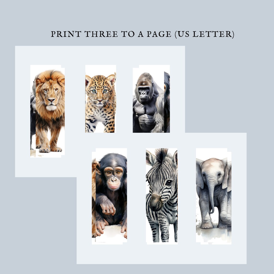Printable Wild Animal Bookmarks Bundle, Jungle Book Page Tracker ...