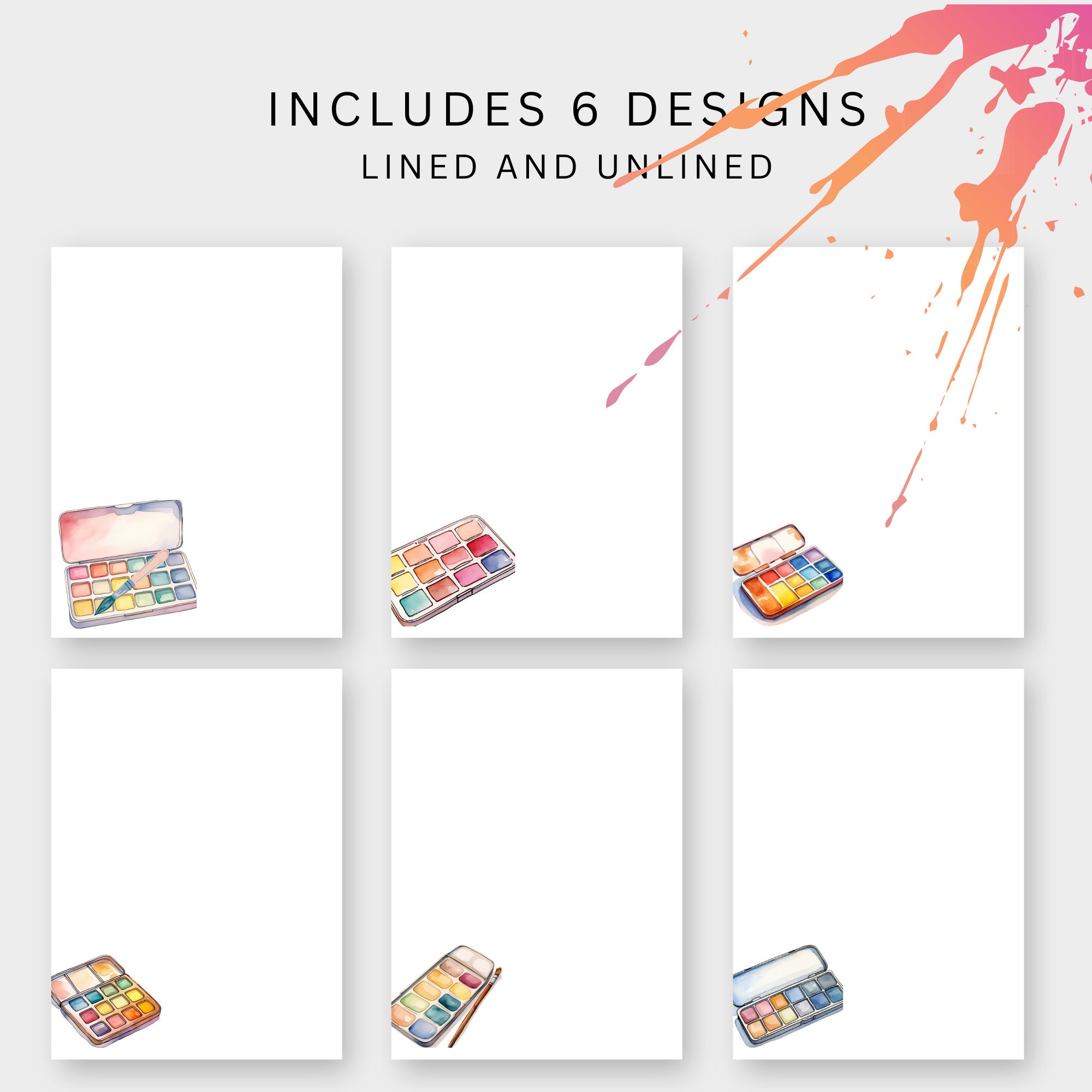 Printable Writing Paper Set, Stationery Printable, Paper Set, Paint ...