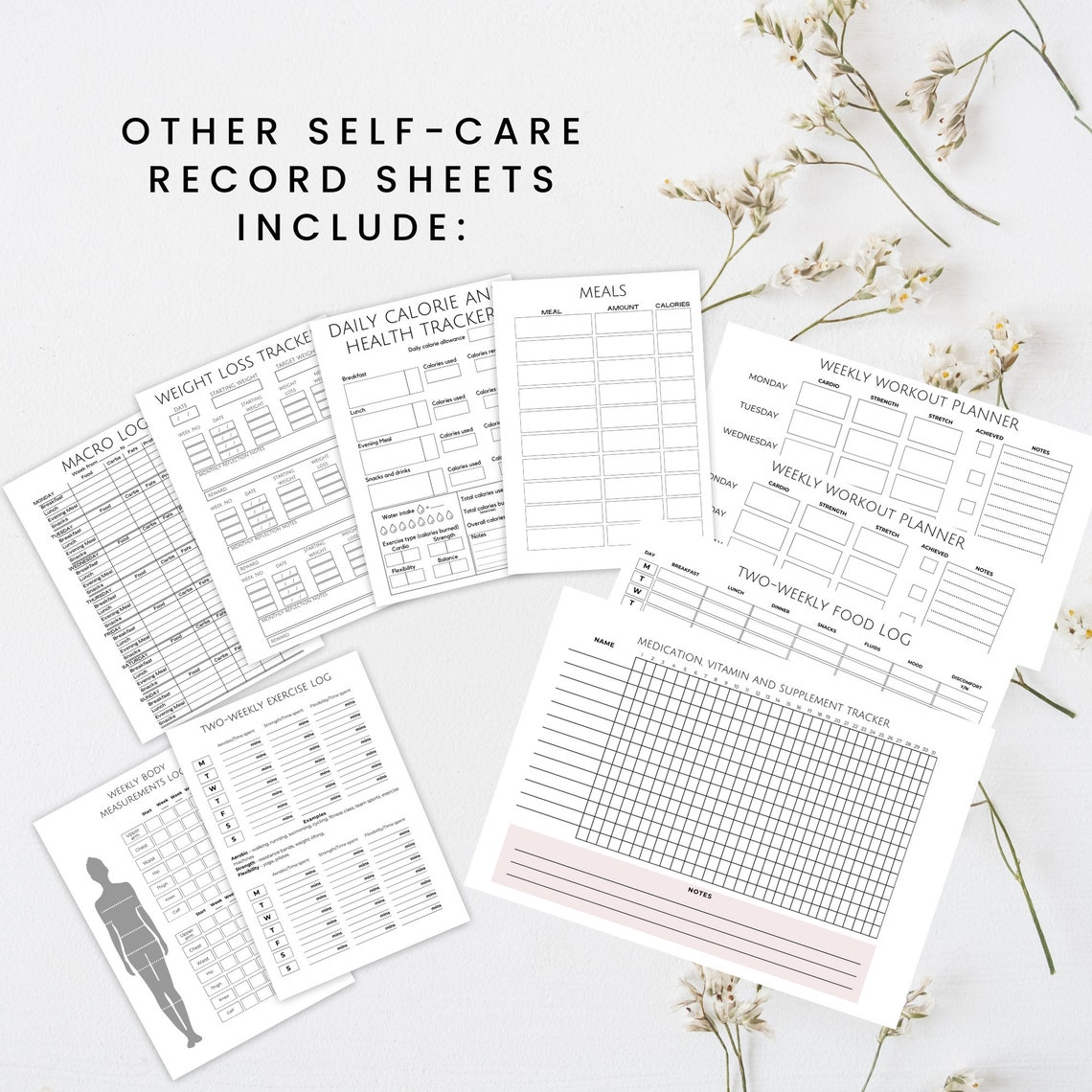 Body Measurement Tracker, Printable Body Statistics Record Sheet ...