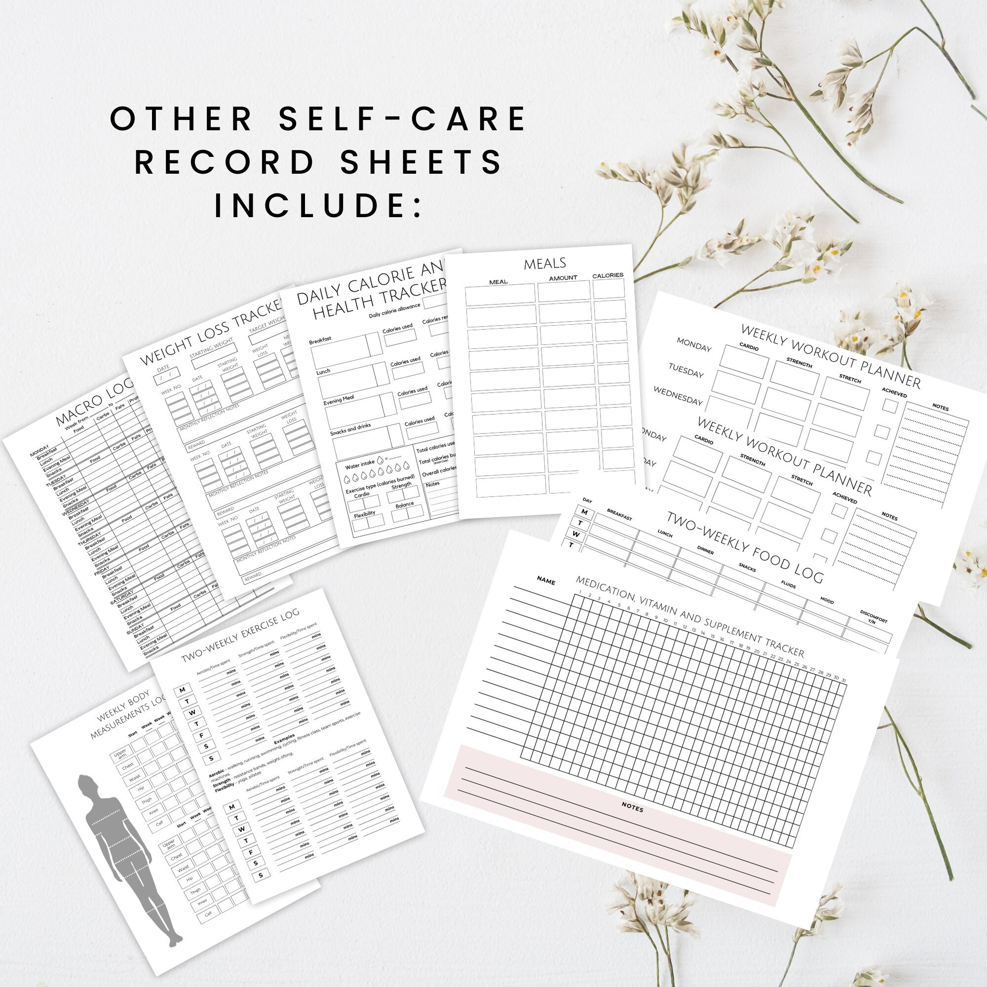 Body Measurement Tracker, Printable Body Statistics Record Sheet ...