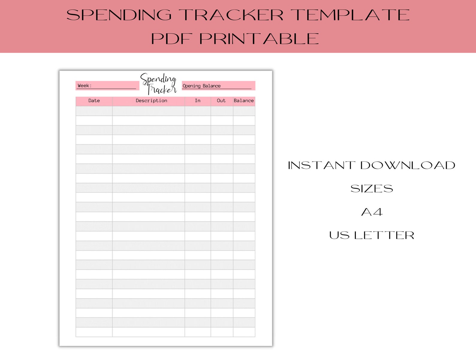 Weekly Spending Tracker Budget Template, Instant Download Planner ...