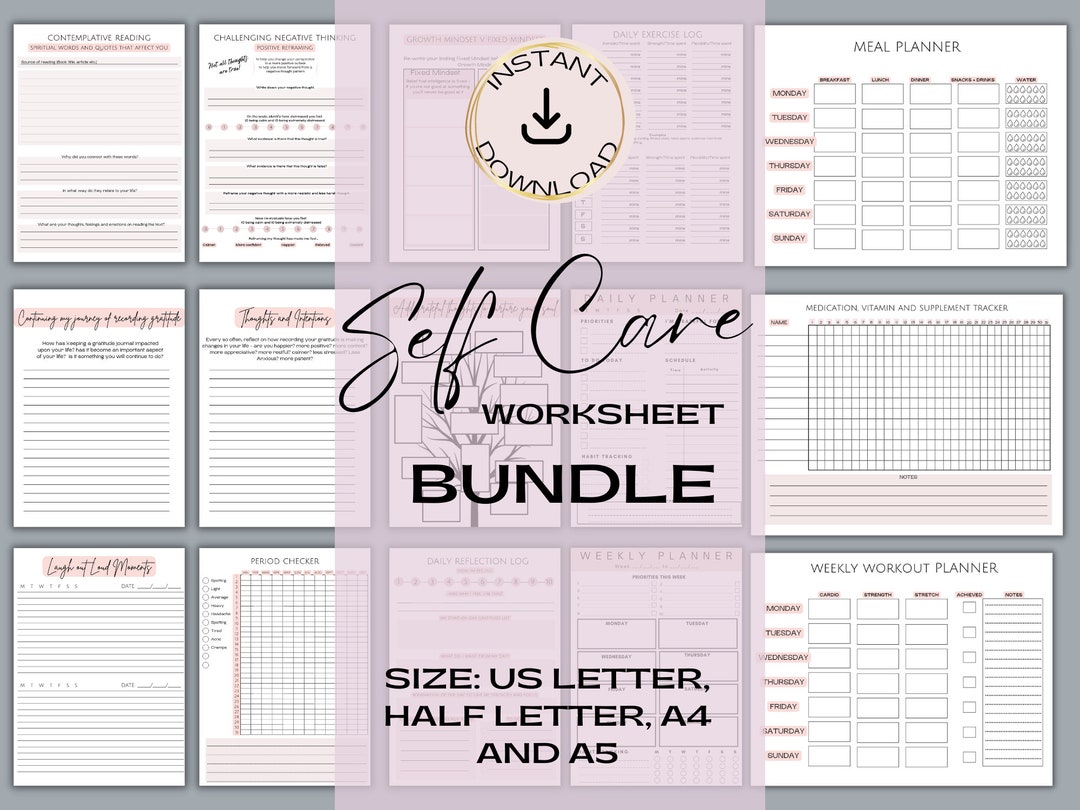 Self Care Canva Template Toolkit, Wellness Toolkit, Self Care Worksheet ...