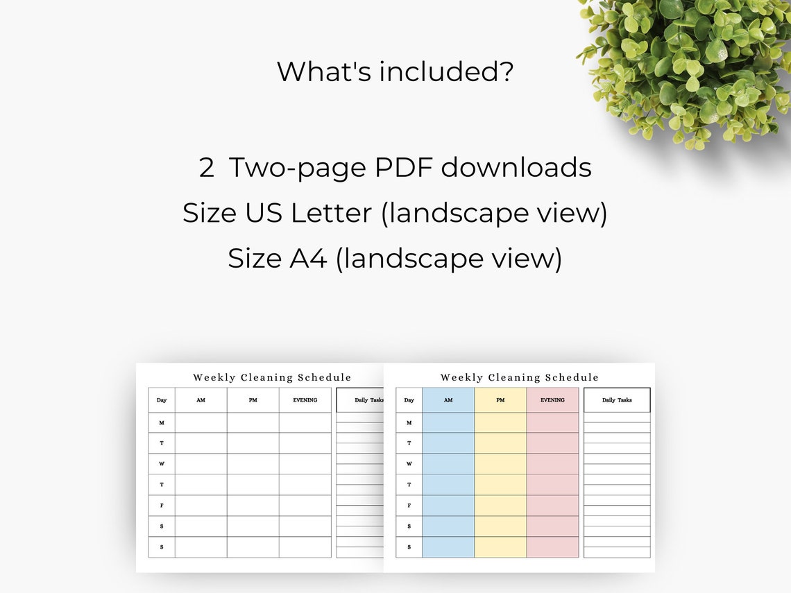 Cleaning Schedule Template Blank, Printable Cleaning Checklist ...