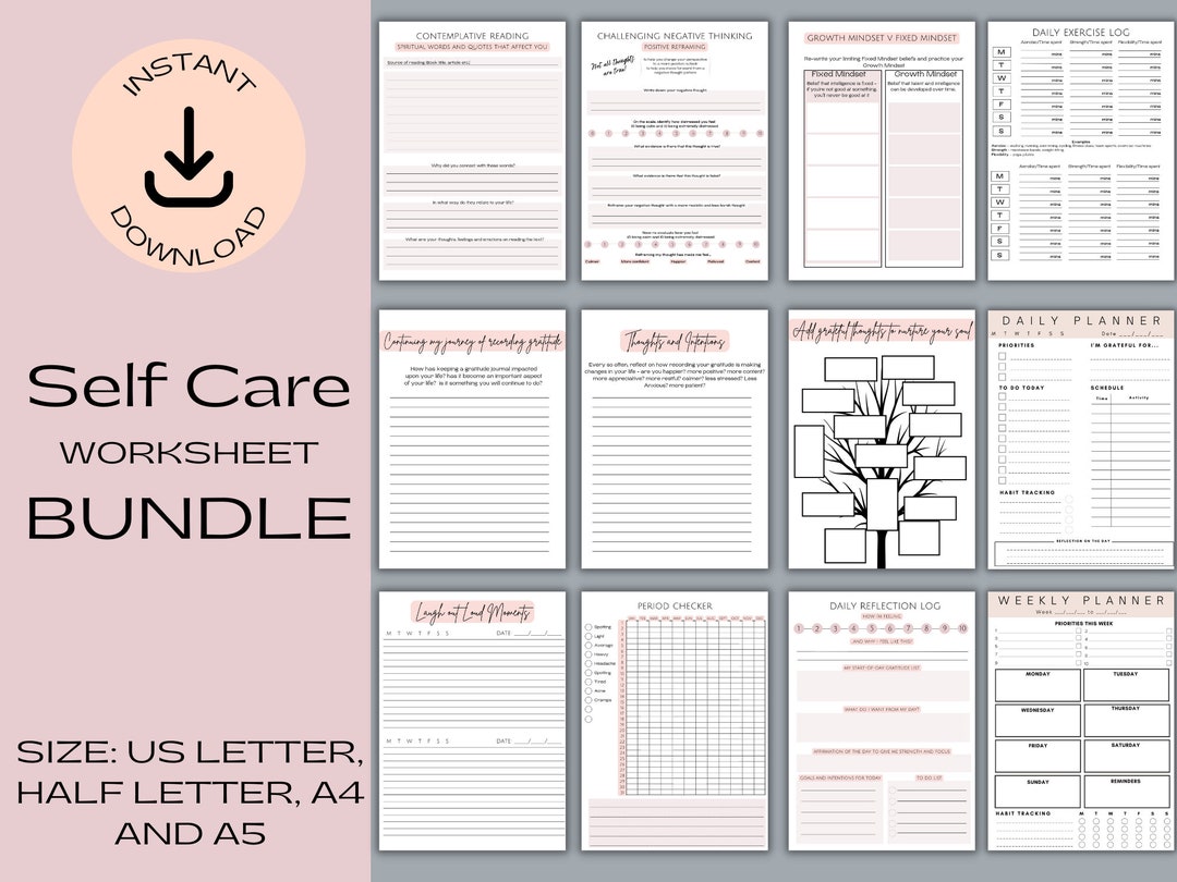 Self Care Templates, Wellness Toolkit, Holistic Selfcare Worksheet ...