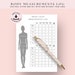 Body Measurement Tracker, Printable Body Statistics Record Sheet ...