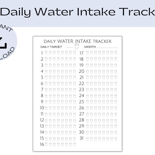 Water Intake Chart - Etsy