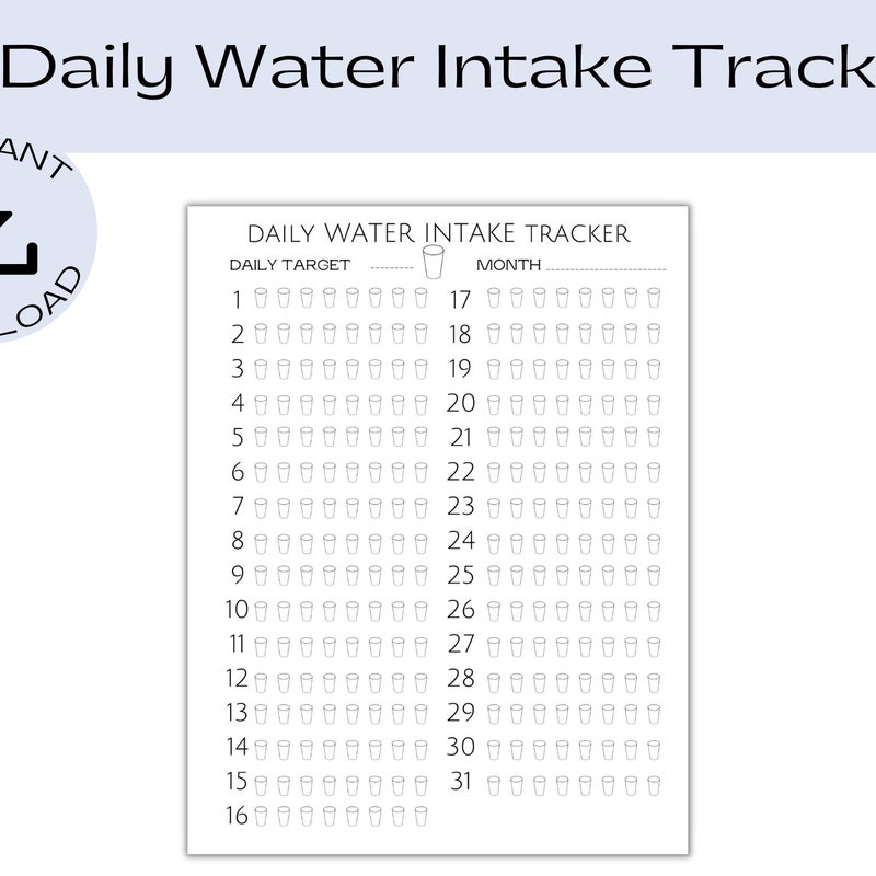 Fluid Intake Chart - Etsy