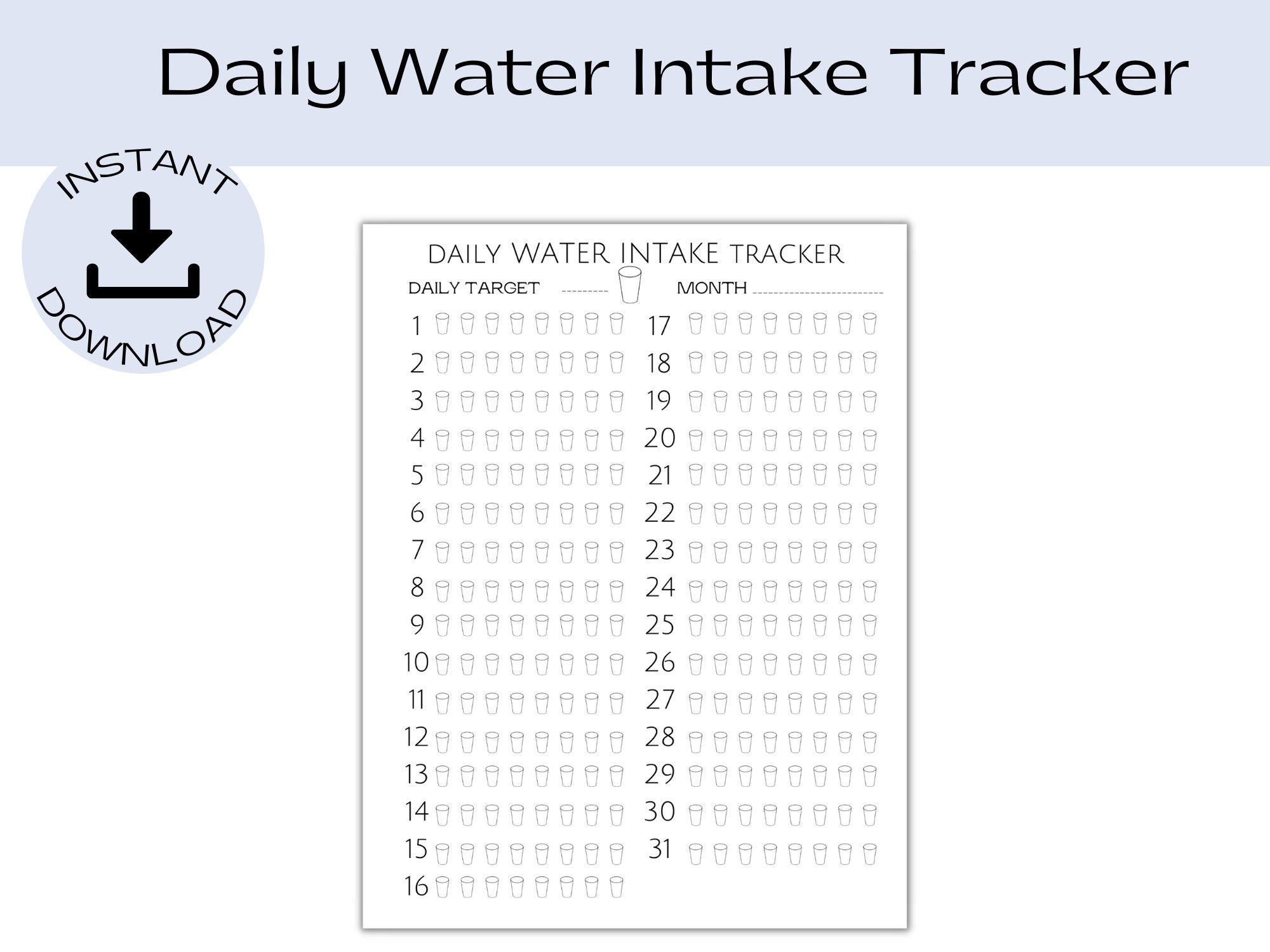Water Intake Log, Fluid Intake Tracker - Etsy
