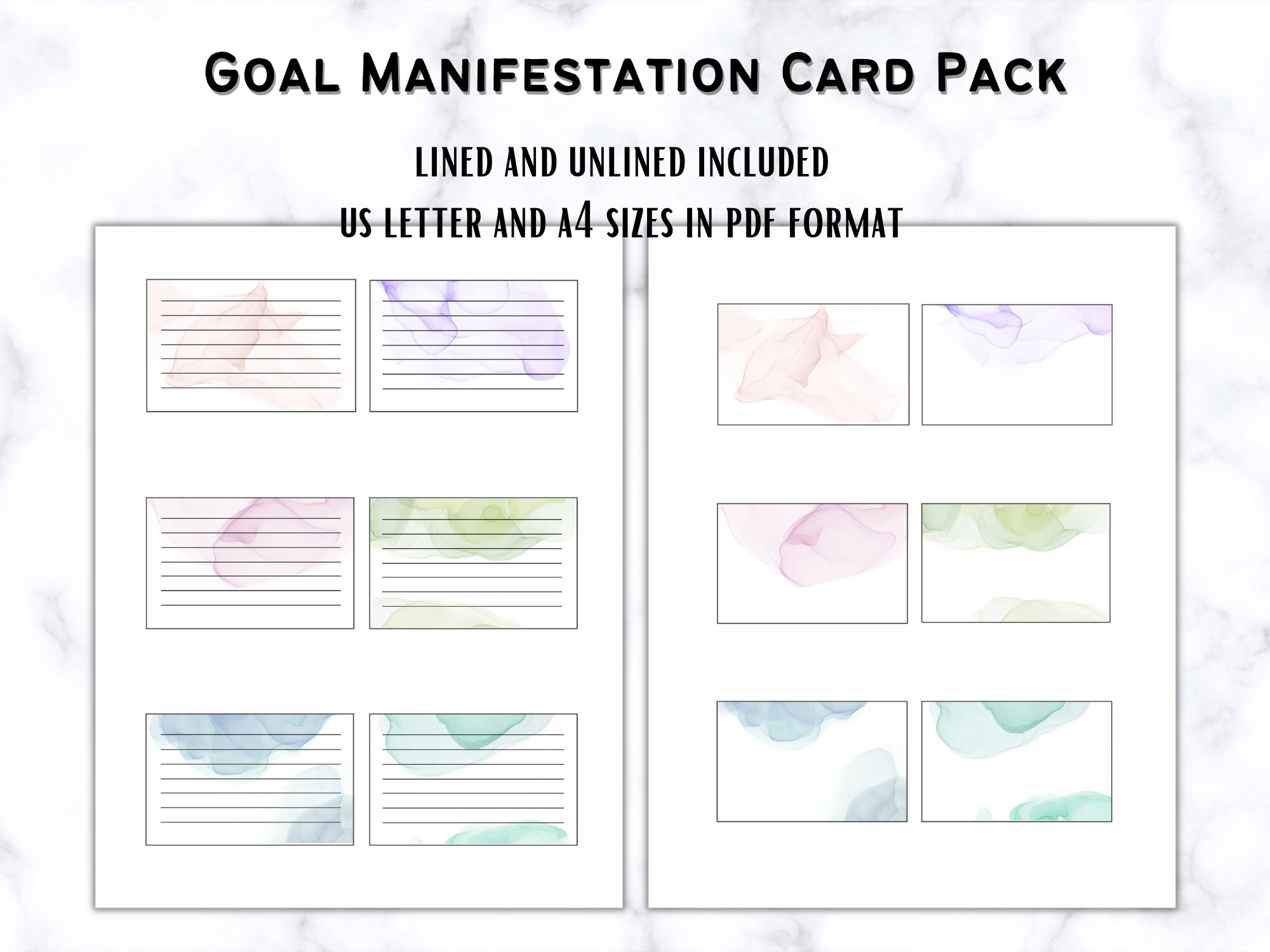 Manifestation Printable Cards, Personal Goal Cards, Printable Instant ...