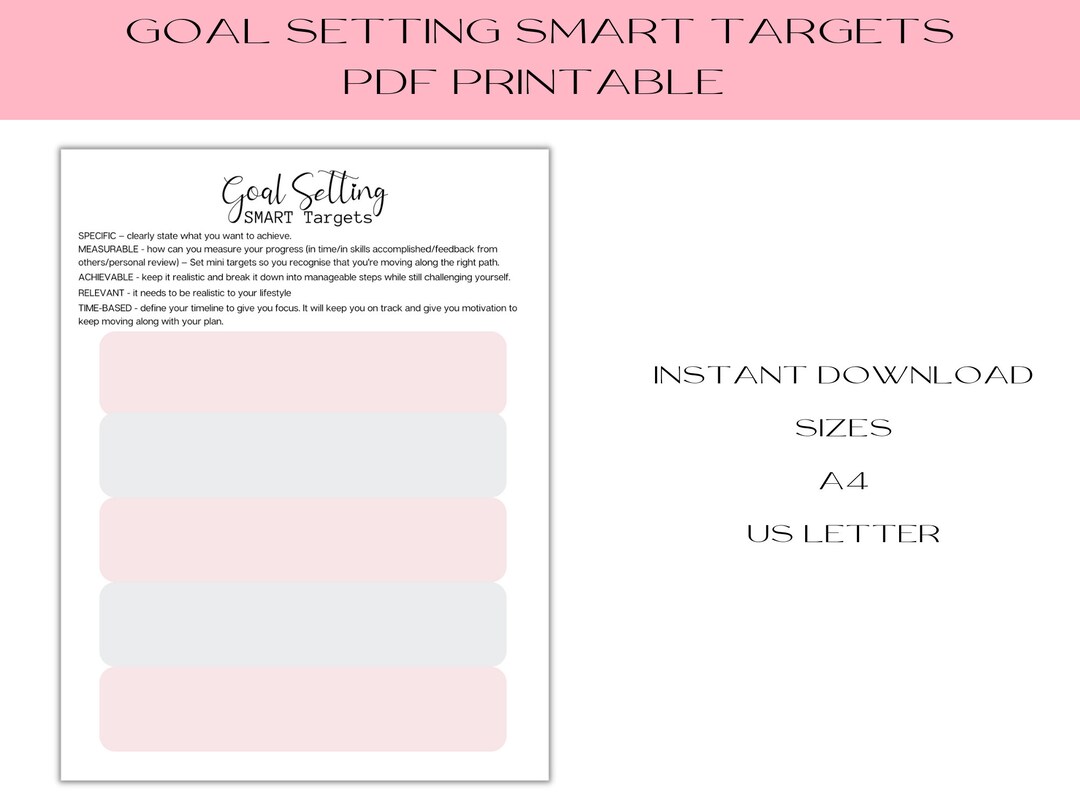 Goal Setting SMART Targets Template, Goal Setting Planner Insert Tool ...