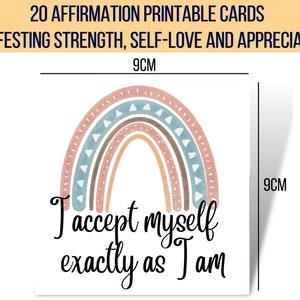Affirmation Cards, Rainbow Neutral Tone Printable PDF Digital Download ...